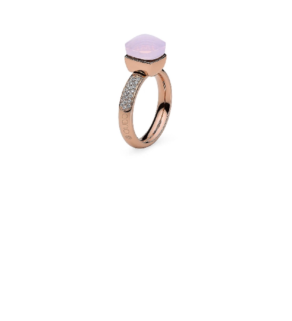Qudo Firenze Deluxe Fingerring Edelstahl rosé rose water opal (4524 ...